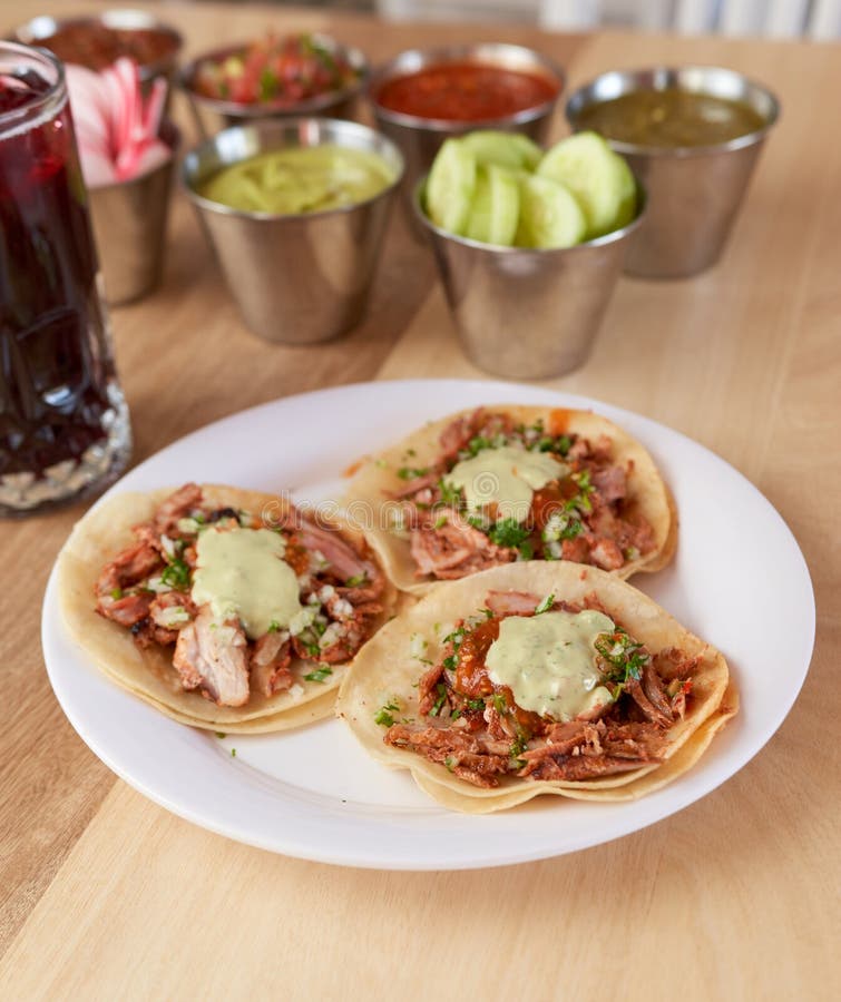Mexican Taco with Salsa and a Variety of Toppings Stock Photo - Image ...