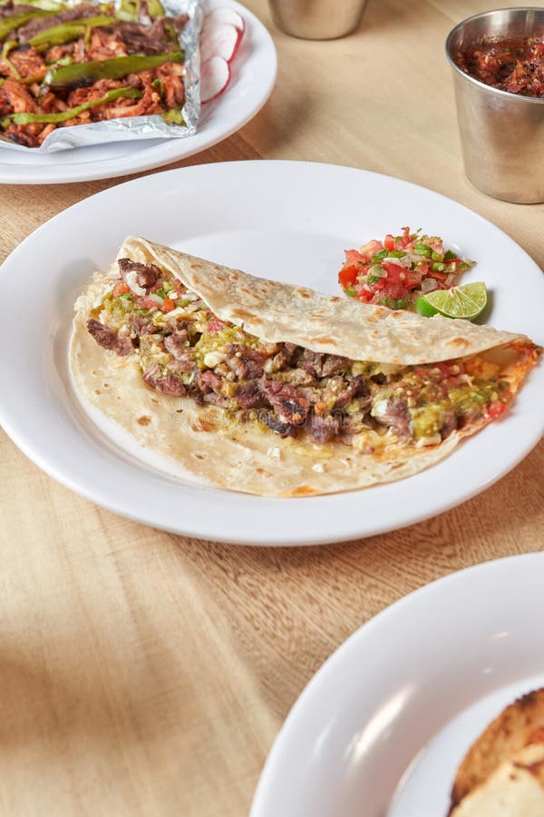 Mexican Taco with Salsa and a Variety of Toppings Stock Photo - Image ...