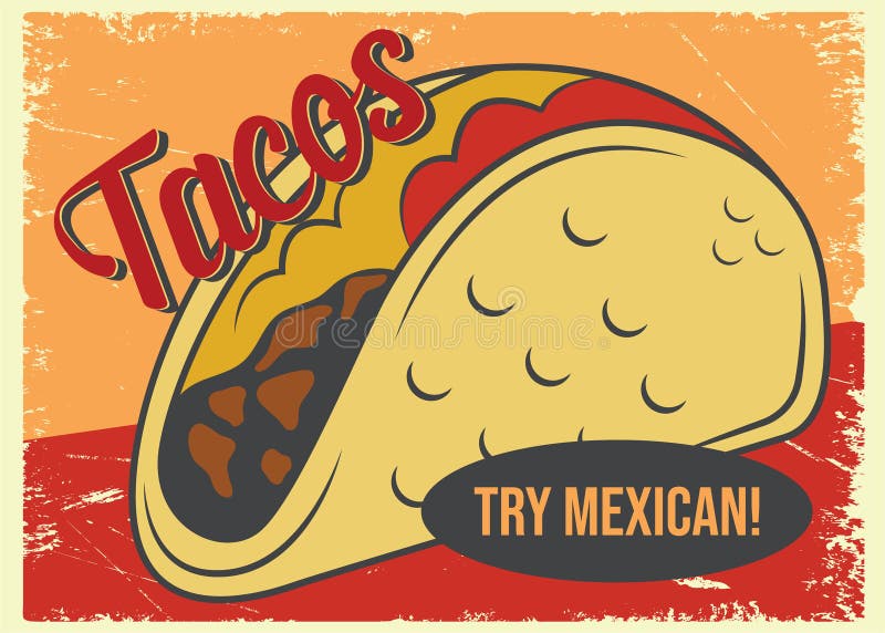 Mexican Taco Traditional Restaurant Advertisement Retro Poster Vector ...