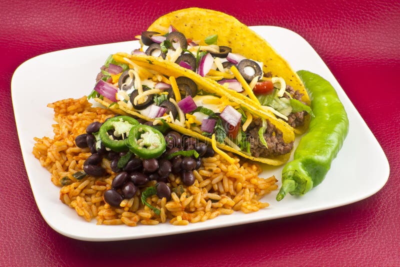 Tacos with rice and beans stock image. Image of rice - 18794087