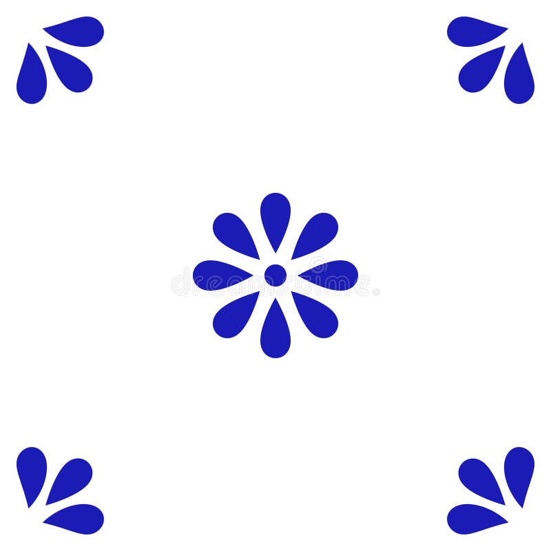 Mexican Talavera Ceramic Tile with Flower Pattern. Stock Illustration ...