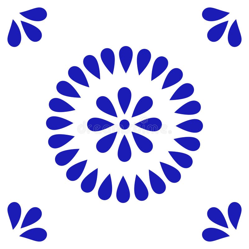 Mexican Talavera Ceramic Tile with Flower Pattern. Stock Vector ...