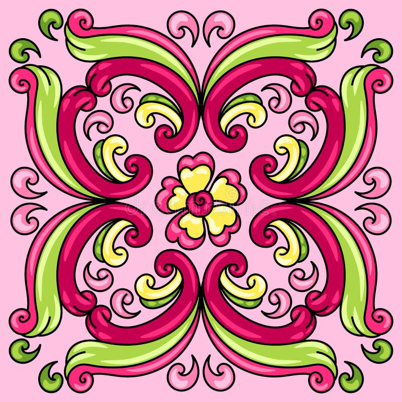 Mexican Talavera Ceramic Tile Pattern with Flowers. Stock Vector ...