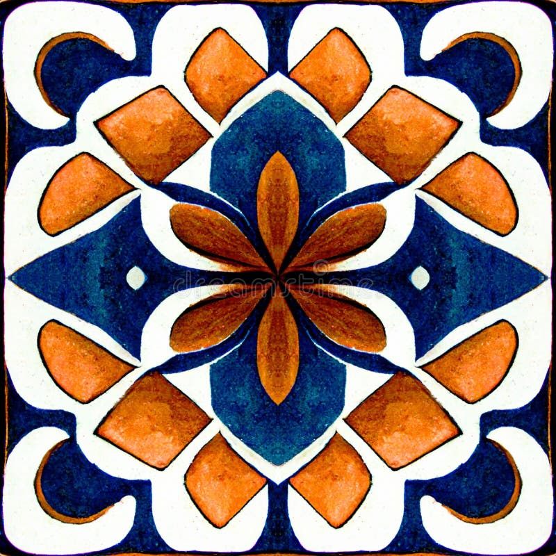 Mexican Talavera Tile Seamless Pattern Stock Illustration ...