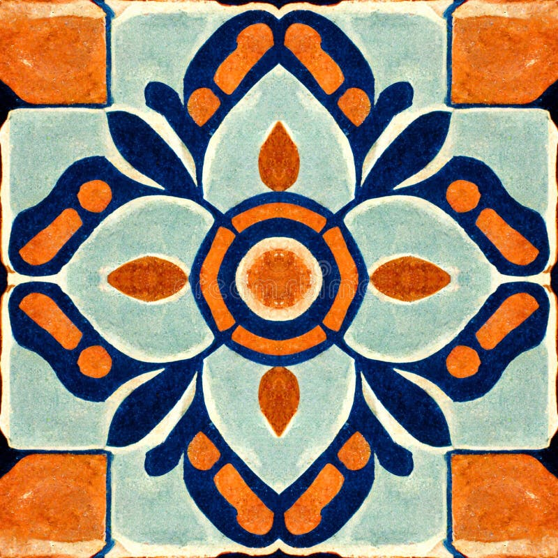 Mexican Talavera Tile Seamless Pattern Stock Illustration ...