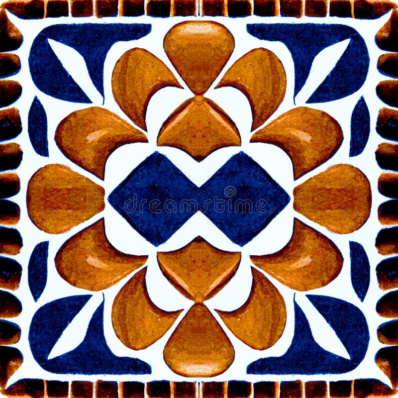 Mexican Talavera Tile Seamless Pattern Stock Illustration ...