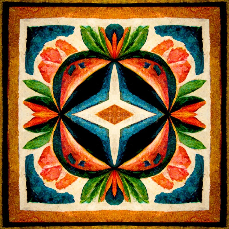 Mexican Talavera Tile Seamless Pattern Stock Illustration ...