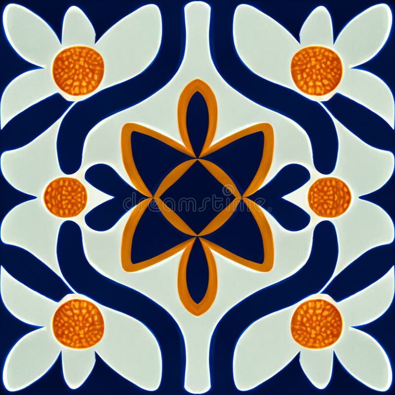 Mexican Talavera Tile Seamless Pattern Stock Illustration ...