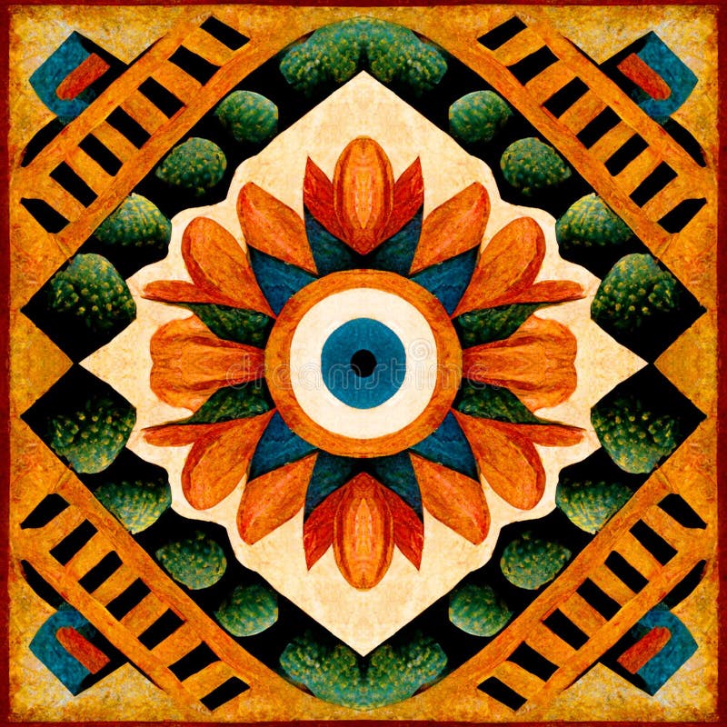 Mexican Talavera Tile Seamless Pattern Stock Illustration ...