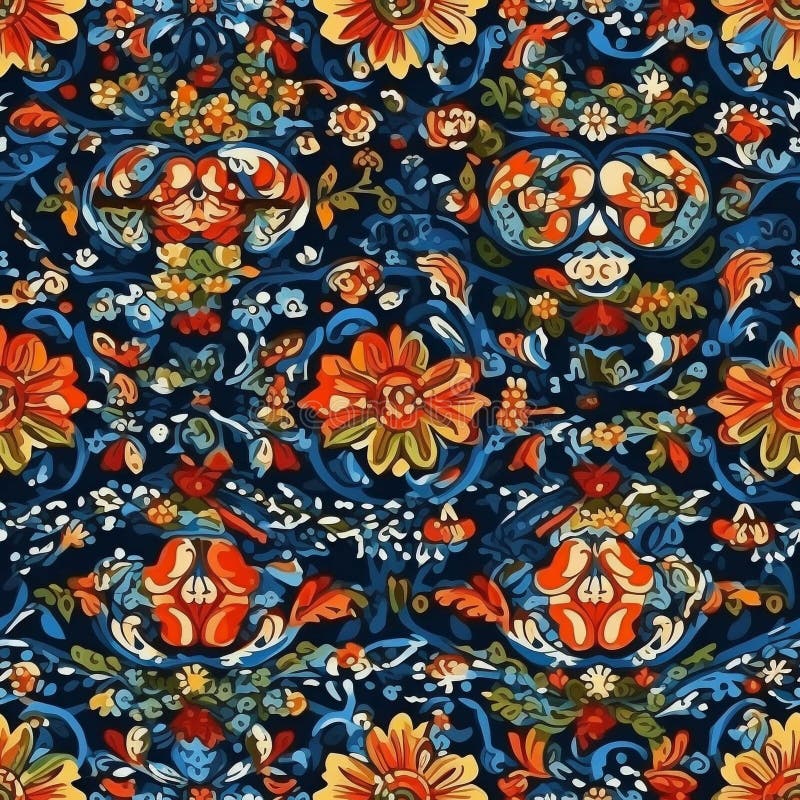 Mexican Talavera Traditional Pattern Background Texture Design, Mexico ...