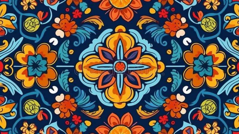 Mexican Talavera Traditional Pattern Background Texture Design, Mexico ...