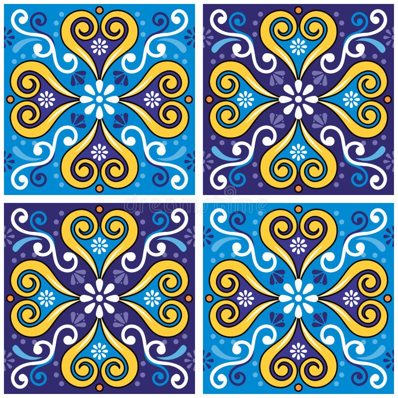 Seamless Tile Vector Pattern Inspired by Talavera Art from Mexico ...