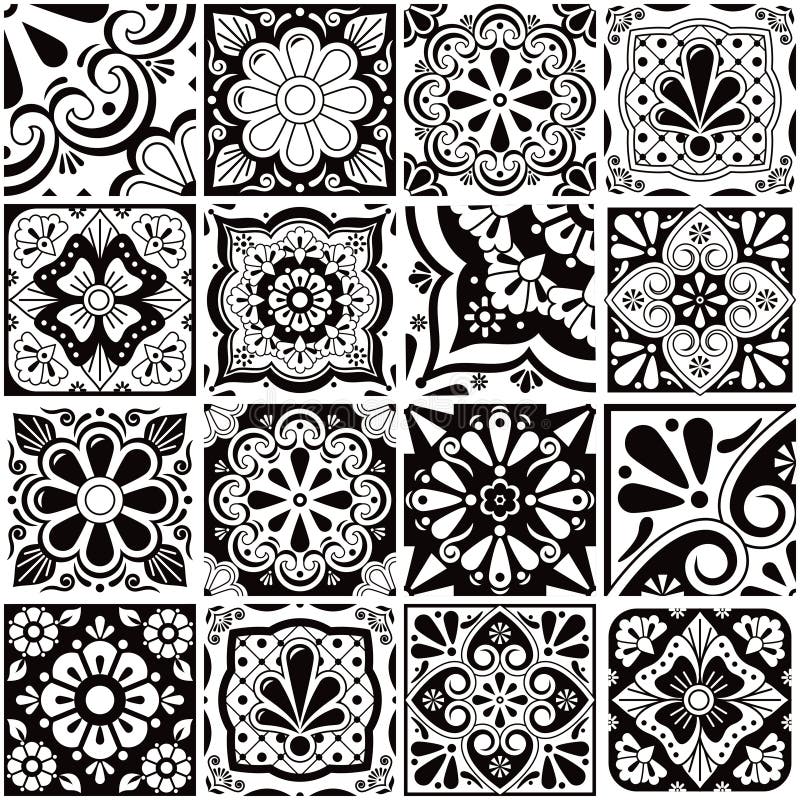 Mexican Talavera Tiles Big Collection, Decorative Seamless Vector ...