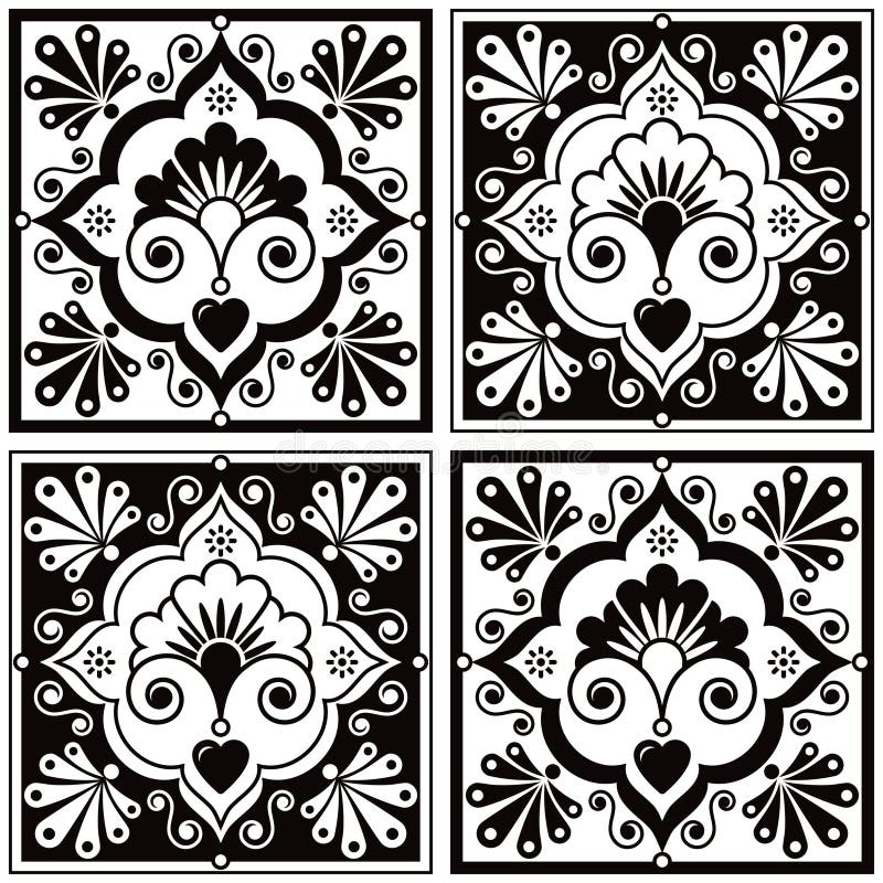 Mexican Talavera Tiles Vector Seamless Pattern with Flowers Leaves ...