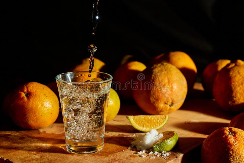 Mexican Traditional Alcohol Drink, Salt and Lime Stock Image - Image of ...