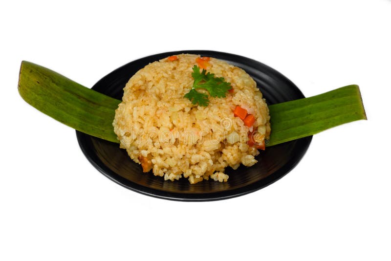 Mexican Vegetarian Rice with Vegetables on Black Plate Isolated on ...