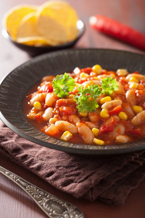 Mexican Veggie Chilli in Plate Stock Image - Image of closeup, cooking ...