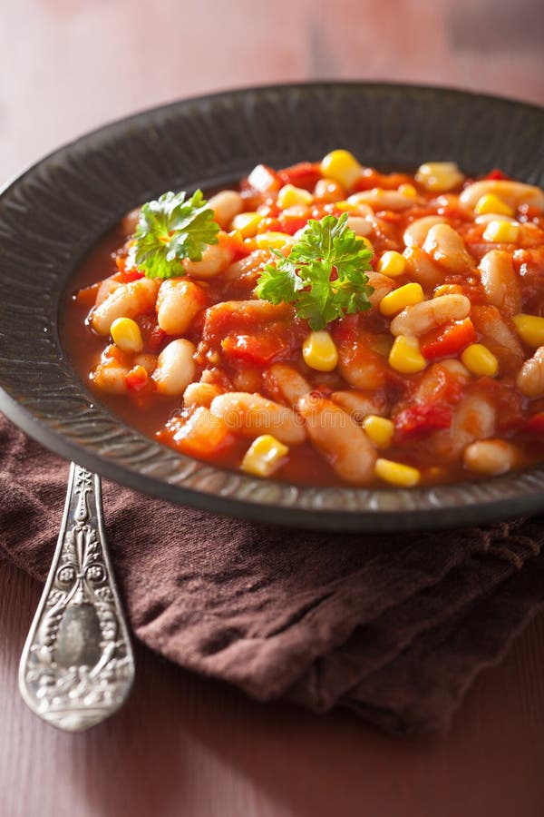 Mexican Veggie Chilli in Plate Stock Photo - Image of chili, kidney ...