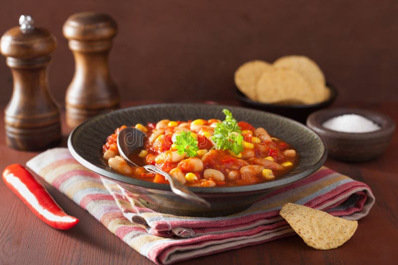 Mexican Veggie Chilli in Plate Stock Photo - Image of cuisine, mexican ...