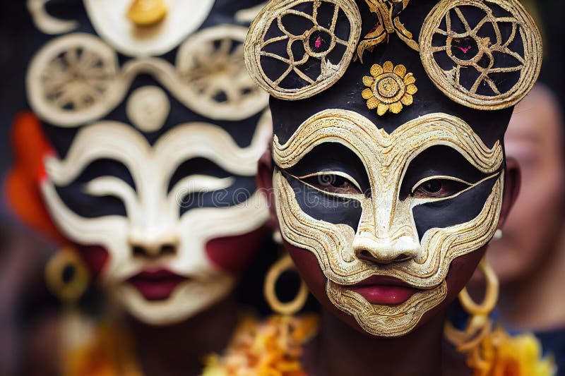 Mexican White Face with Flowers Tiki Mask. Stock Illustration ...