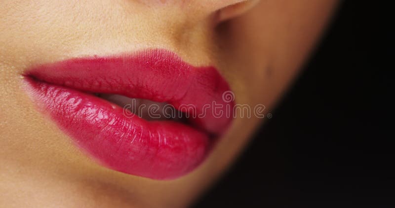 Mexican woman s pink lips stock video. Video of hair - 257857401