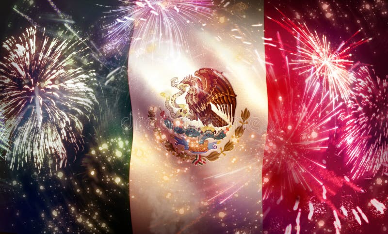 Mexicao Flag Firework Display Design Stock Illustration - Illustration ...