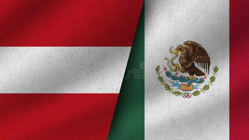 Mexico and Austria Realistic Two Flags Together Stock Illustration ...