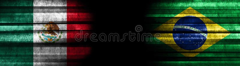Mexico and Brazil Flags on Black Stock Illustration - Illustration of ...
