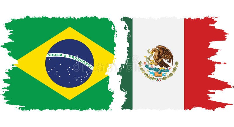 Mexico and Brazil Grunge Flags Connection Vector Stock Vector ...