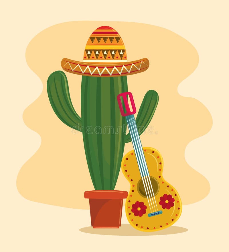Mexico and Cactus Succulent Pot Stock Vector - Illustration of interior ...