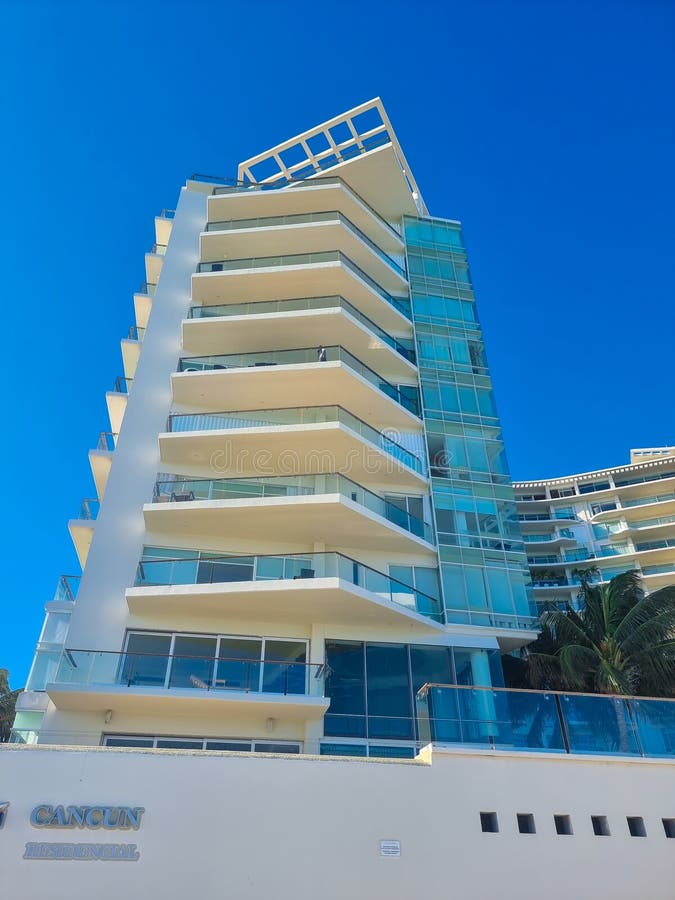 Mexico, Cancun Beach, Tower of a Residential Complex Editorial ...