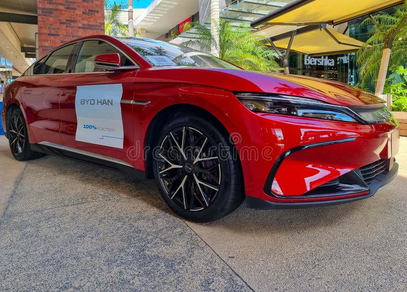 Mexico, Cancun, Red Byd Han Electric Car Editorial Photo - Image of ...