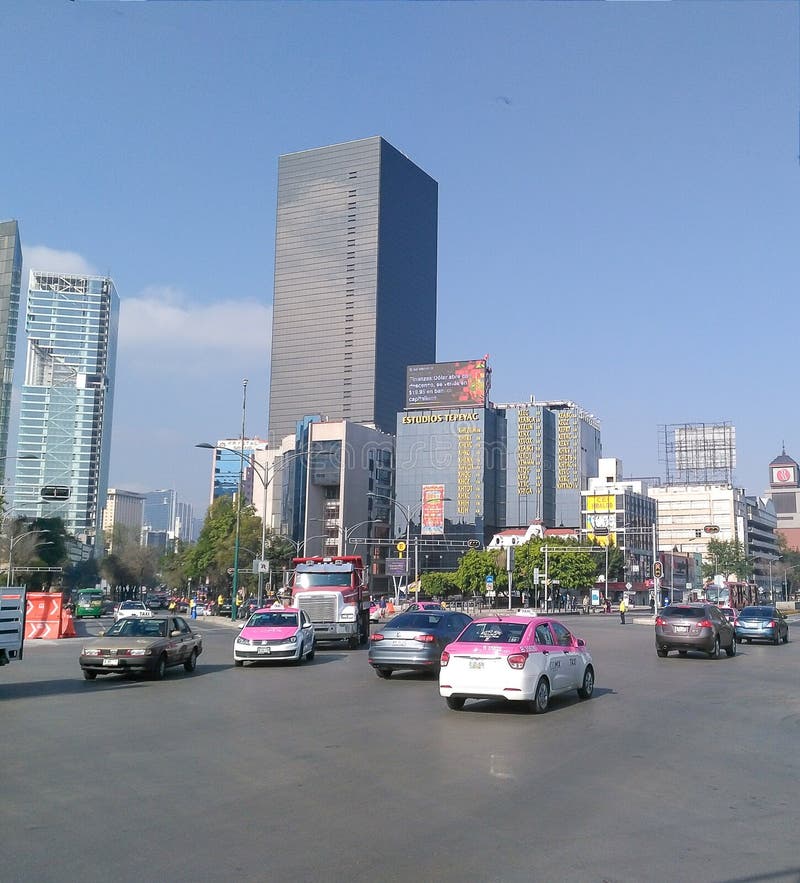 Mexico City with Cabs and Traficc Editorial Image - Image of america ...