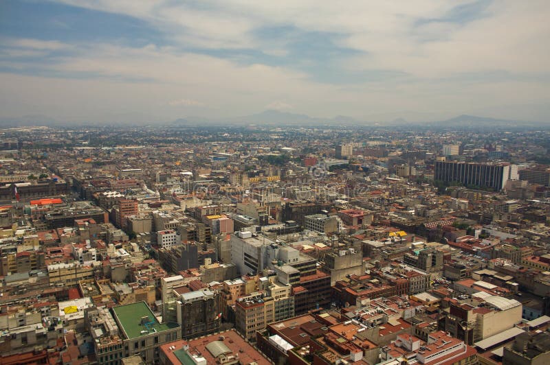 Mexico City DF Aerial View with Mountains and Clouds Stock Photo ...
