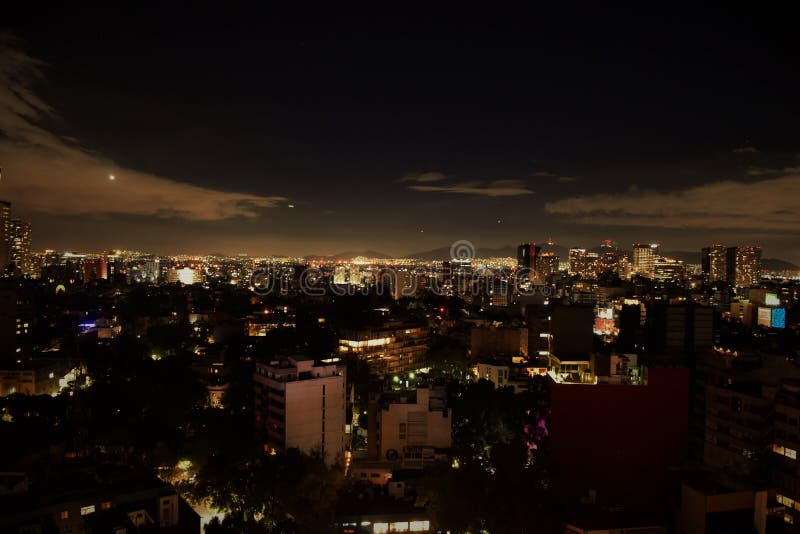 Mexico City on a Fall Night Skyline View Editorial Stock Image - Image ...