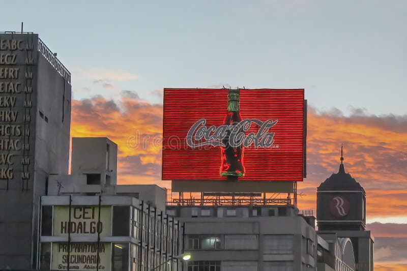 A Coca Cola Advertisement Sign during a Sunset Editorial Photo - Image ...