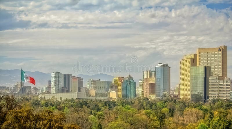 Mexico City Downtown Skyline with a Flag during Winter Editorial Photo ...