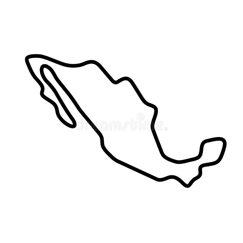 Mexico Simplified Vector Outline Map Stock Vector - Illustration of ...