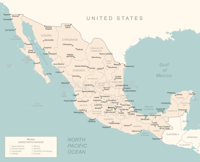 Mexico - Detailed Map with Administrative Divisions Country Stock ...
