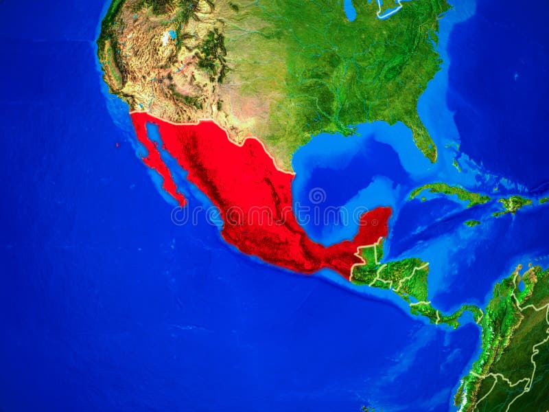 Mexico on Earth with Borders Stock Illustration - Illustration of ...