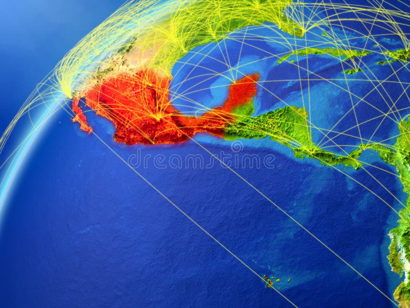 Mexico on Earth with Network Stock Illustration - Illustration of ...
