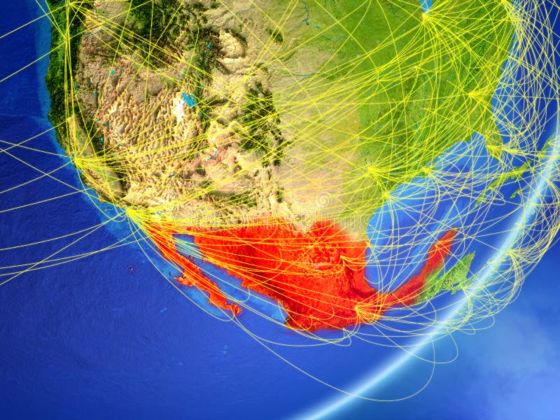 Mexico on Earth with Network Stock Illustration - Illustration of ...
