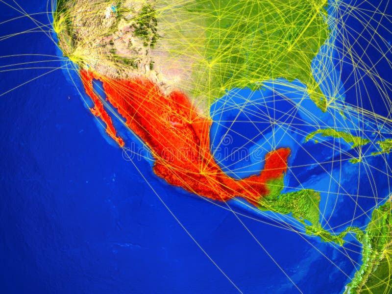 Mexico on Earth with Network Stock Image - Image of planet, bright ...