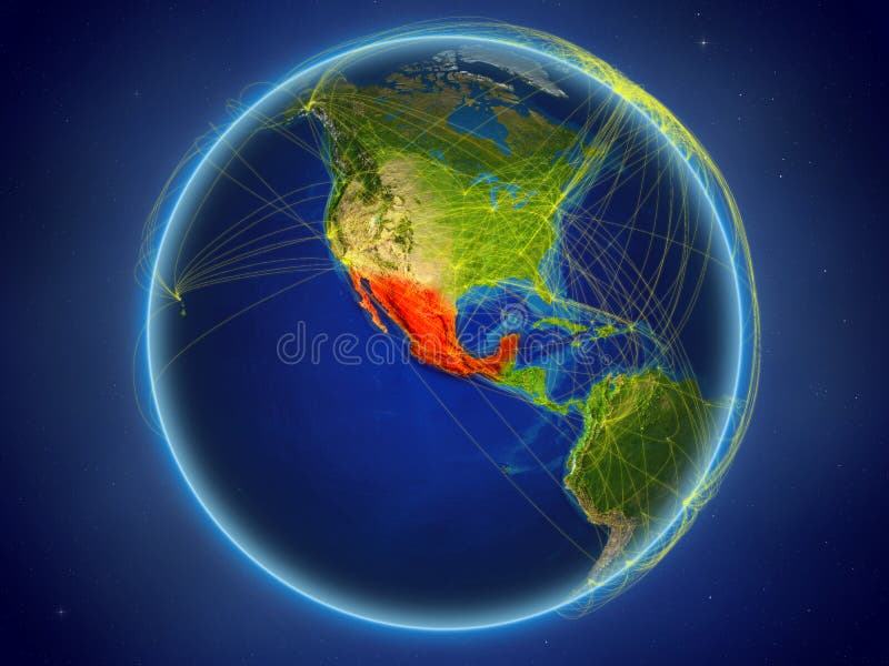 Mexico on Earth with Networks Stock Illustration - Illustration of ...