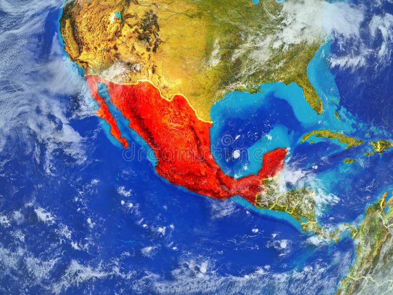 Mexico on Earth from space stock illustration. Illustration of north - 132125007