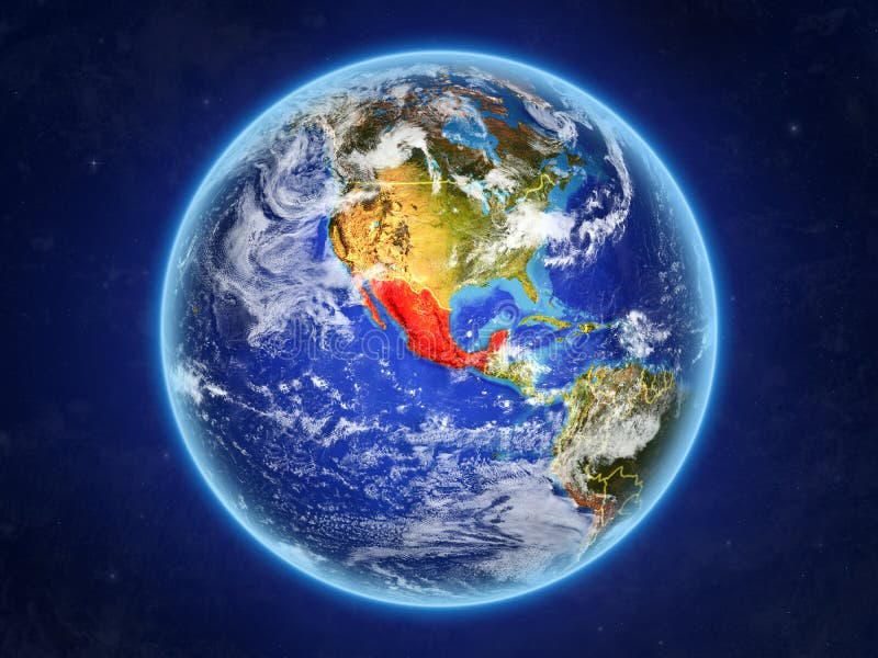 Mexico on Earth from space stock illustration. Illustration of ...