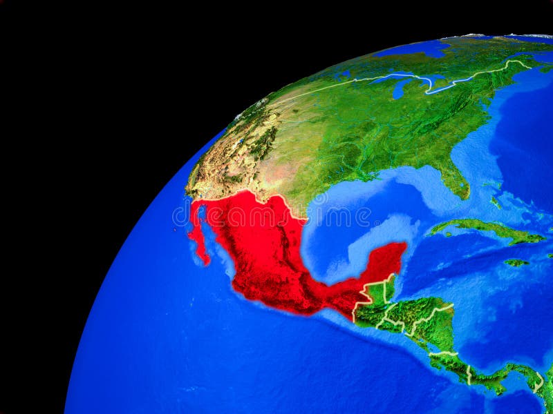 Mexico on Earth from space stock illustration. Illustration of global ...