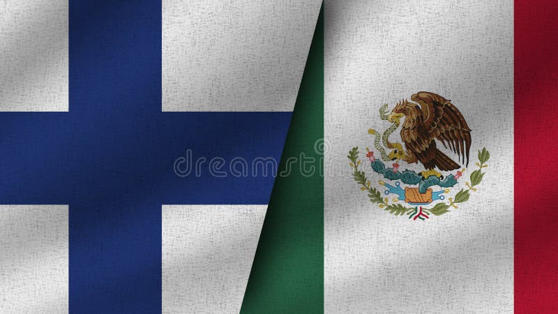 Mexico and Finland Realistic Two Flags Together Stock Illustration ...