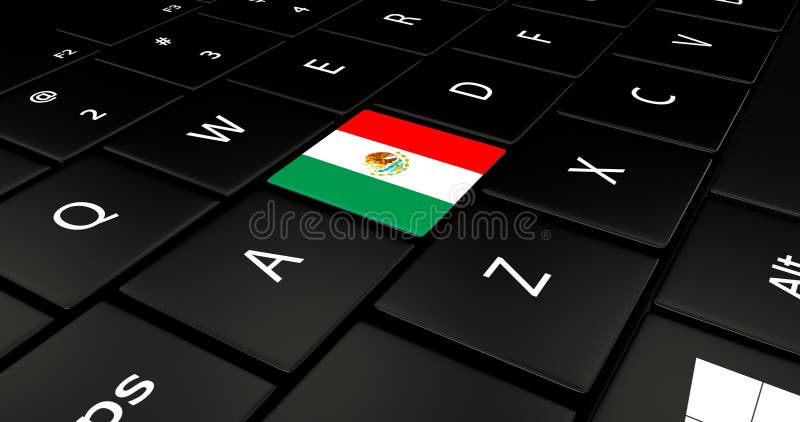 Mexico Flag Button on Laptop Keyboard. Stock Illustration ...