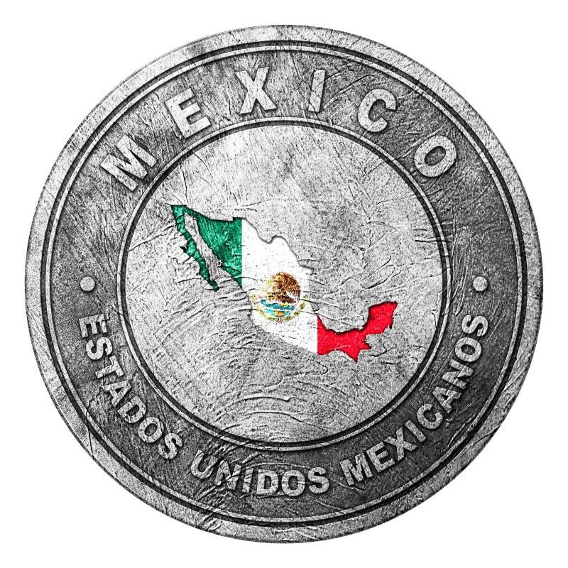 Mexico Flag Button with Map Stock Illustration - Illustration of flag ...